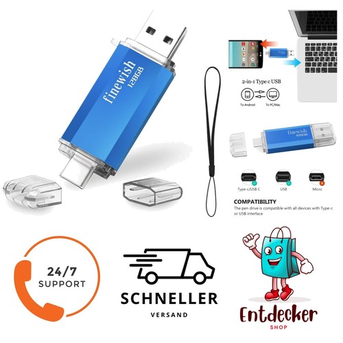 USB Stick 2in1 Speicherstick für MacBook Android Laptop Blau Type C 128GB | eBay.de