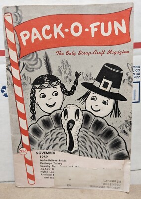 November 1959 Pack-O-Fun The Only Scrap-Craft Magazine Thanksgiving ...