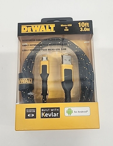 DeWALT 10 ft. Kevlar Reinforced Braided Charger Cable for Android Micro ...