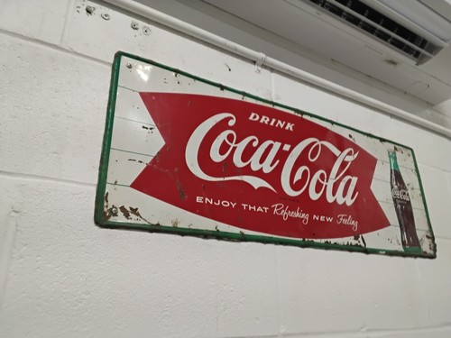 Late 50s Early 60s Coke Cola Fishtail Metal Sign 31.75" By11.75" | eBay