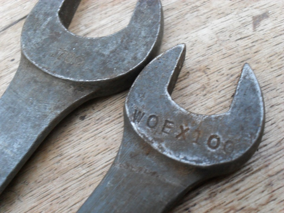 2 x vintage whitworth combination spanners 1/4W-AT-8007 , 3/8W-AT-8009 ...