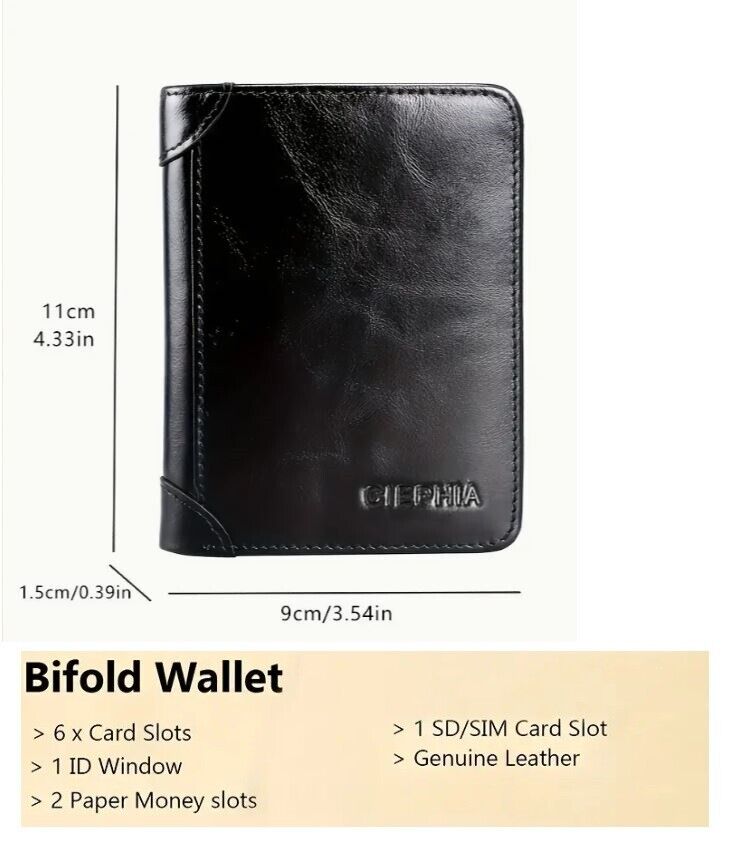 Men's Wallet-Ciephia RFID-Blocking Bifold Cowhide Leather-Vintage ...