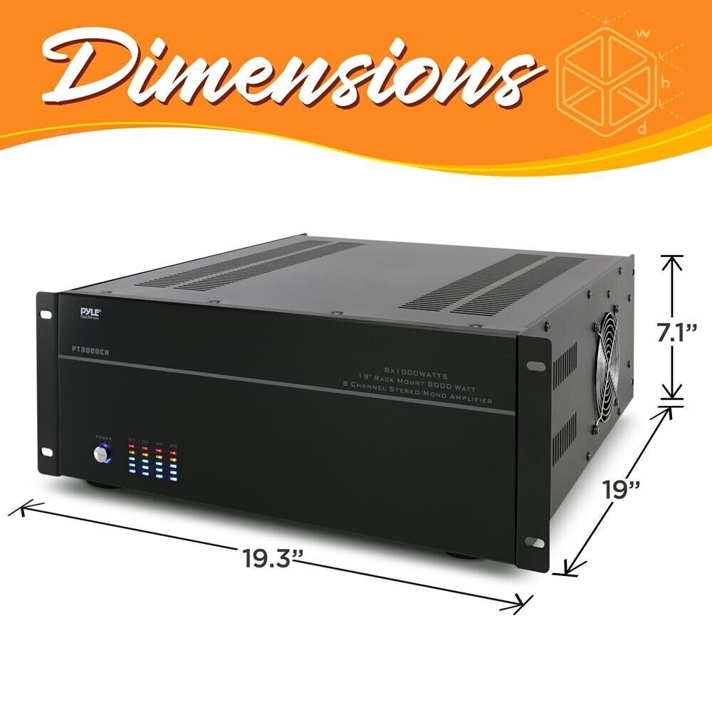 Pyle PT8000CH 8 Channel Power Amplifier for sale online | eBay