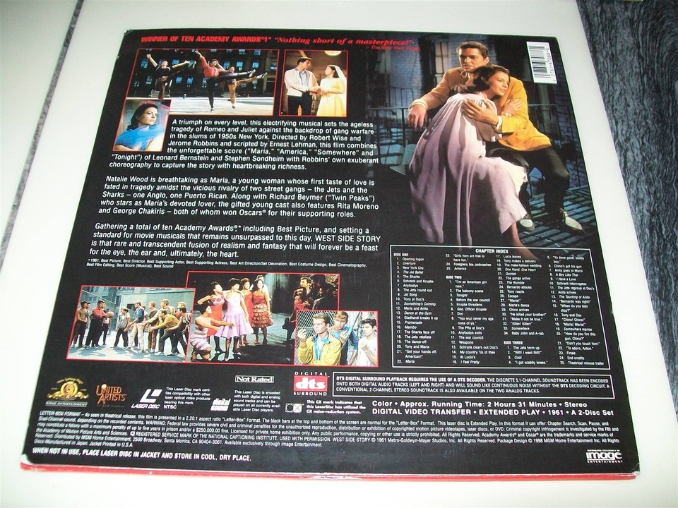WEST SIDE STORY DTS 2-Laserdisc SET WIDESCREEN FORMAT VERY GOOD ...