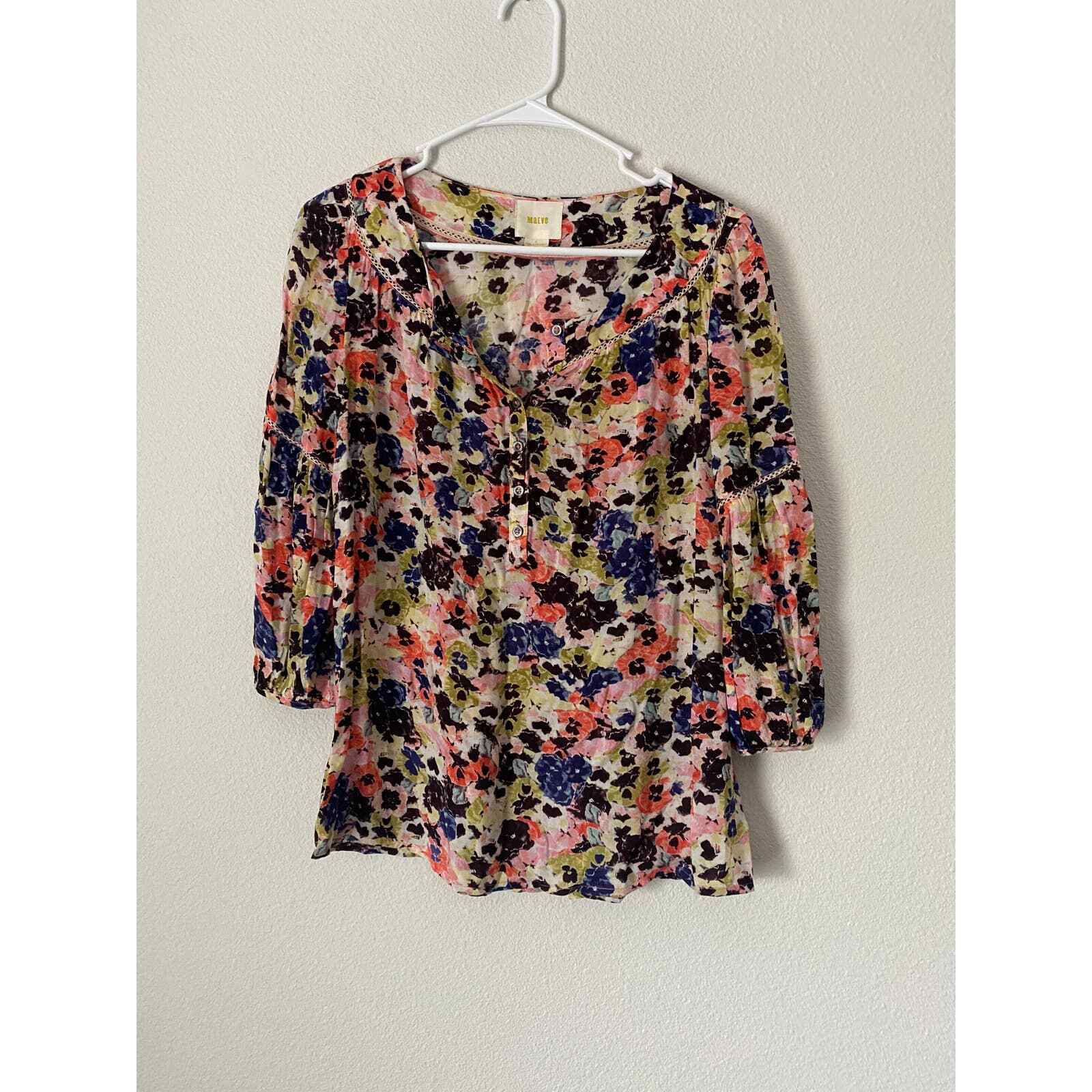 Anthropologie Maeve Floral Blouse Top 0 - Gem