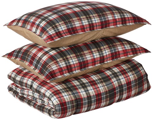 Queen Comforter Set, Reversible Plaid Alt Down Bedding with Matching ...