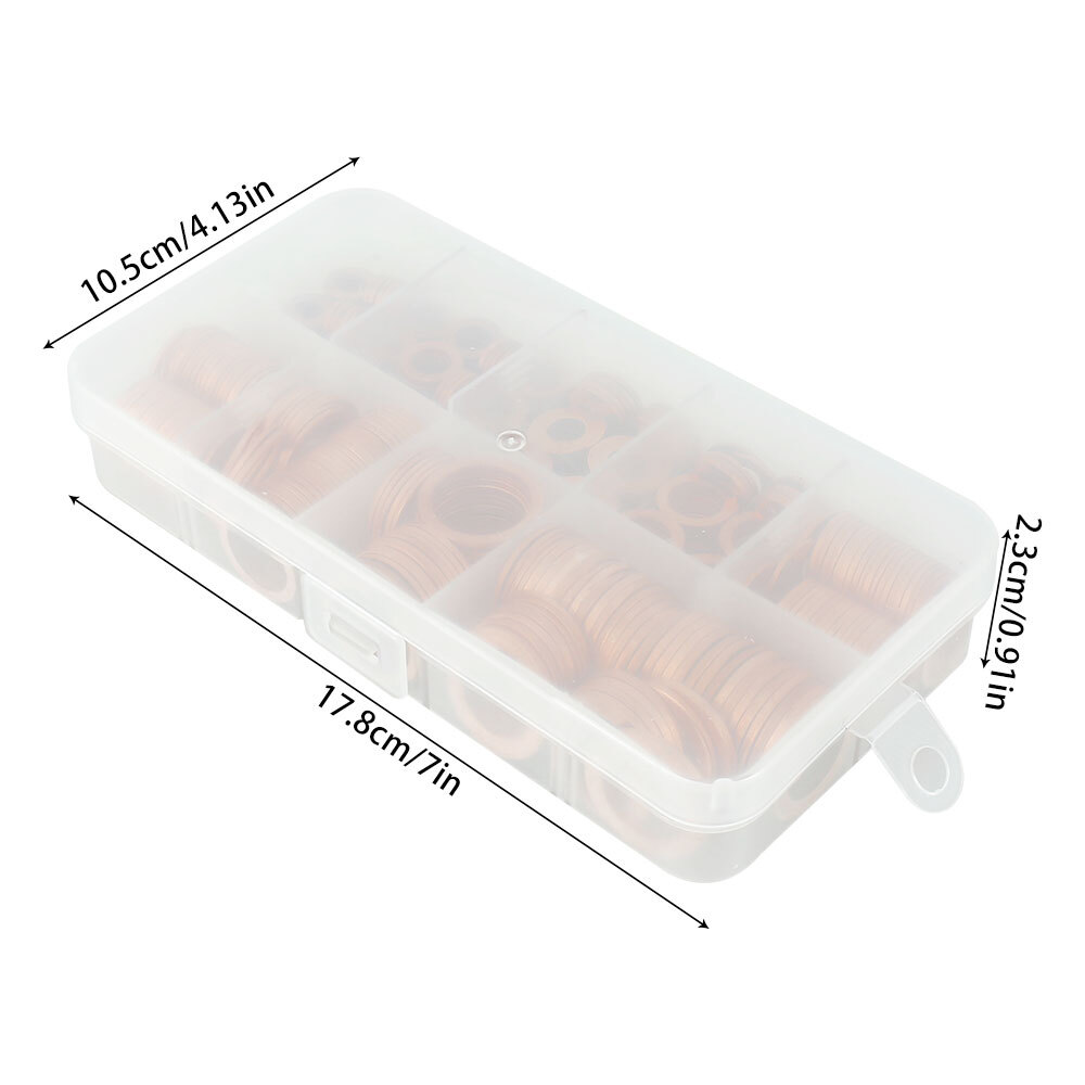 400pcs M5-M14 Copper Washers 9 Sizes O Ring Copper Gaskets Set Flat ...