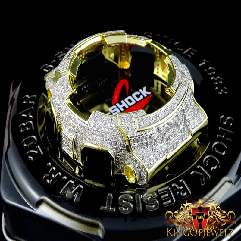 MEN'S & WOMEN'S G SHOCK GOLD PLATTED LAB SIMULATE DIAMOND CUSTOM BLING ...