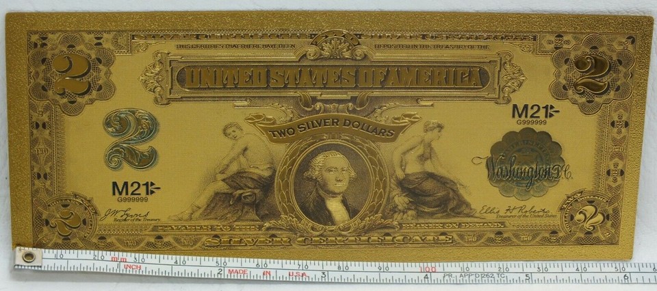 24K Gold-Plated Foil Note Currency Bill Paper Money Novelty Famous Cash ...