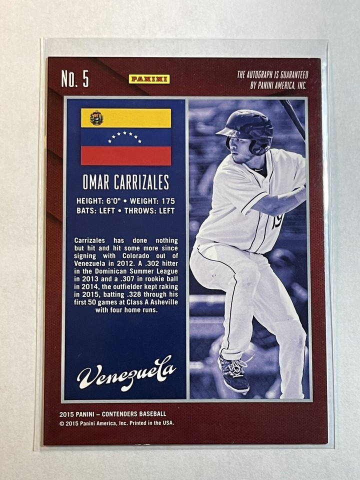 Omar Carrizales 2015 Panini Contenders Auto #5 International Prospect Rookie RED | eBay