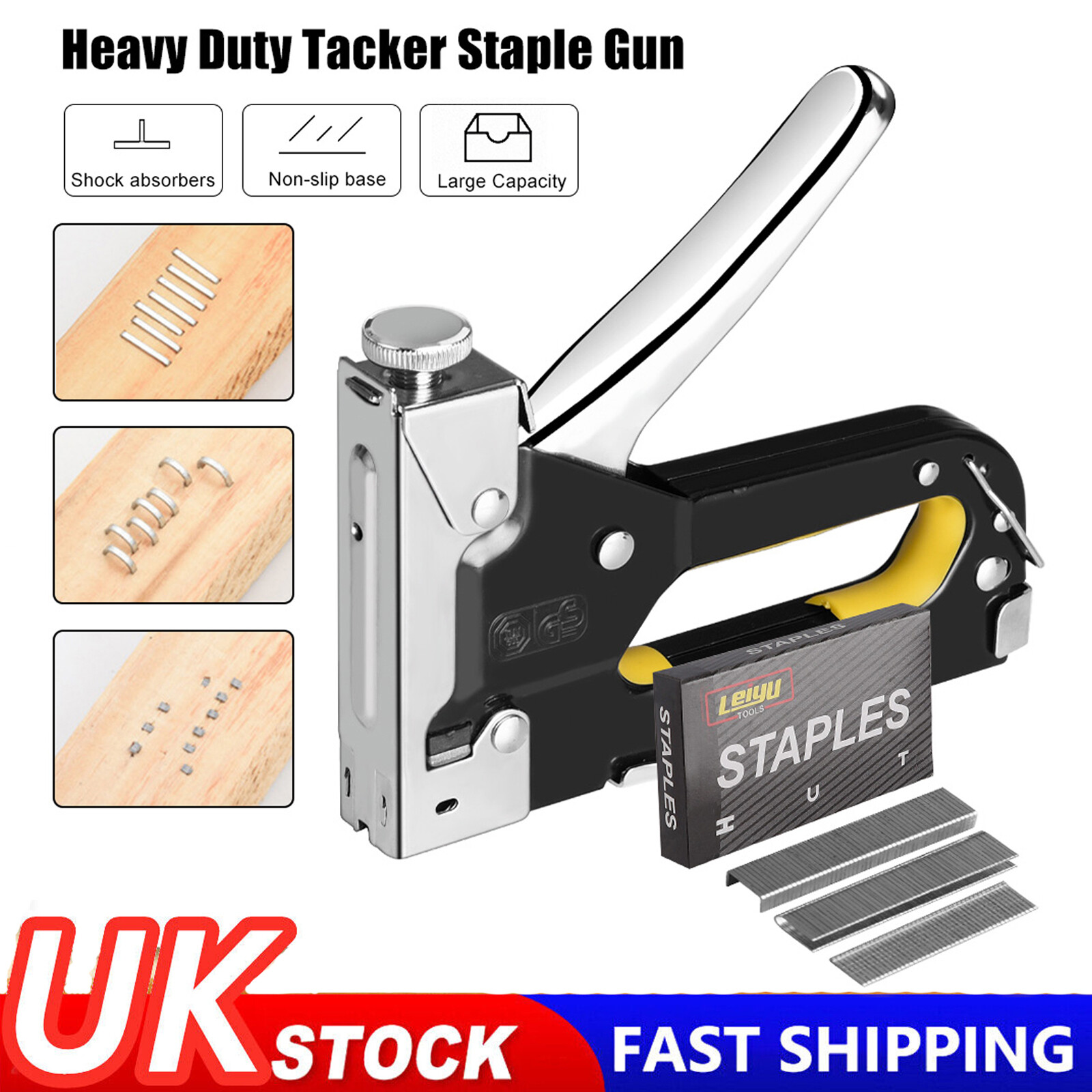 Heavy Duty Tacker Staple Gun Upholstery Stapler Fabric Wood Craft 600Pc ...