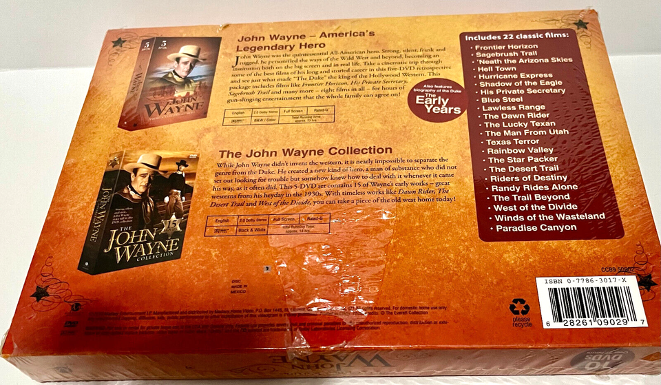 John Wayne DVDs Collection (Set Contains 10 DVDs and 22 movies) Unused ...