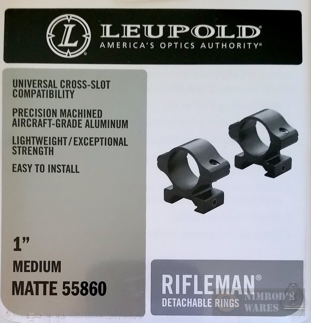 LEUPOLD Rifleman Detachable Aluminum 1" Medium Scope Rings 55860 FAST ...