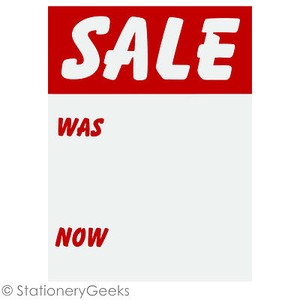 48 SALE WAS NOW Cards 4x3" Price Tickets Label Discount Shop Pricing ...