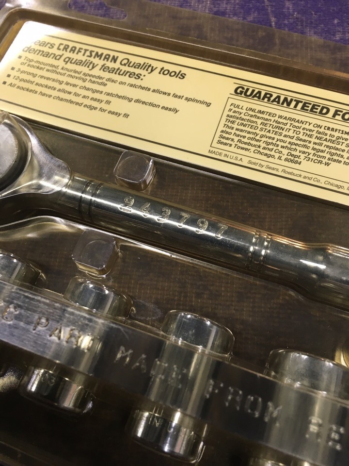 Vintage Sears Craftsman Socket Ratchet Set 1/2" 934710 USA Heady Duty ...