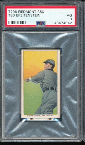T206 Piedmont 350/25 Ted Breitenstein PSA 3 - New Orleans - Southern ...