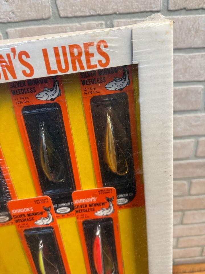 Vintage Johnson's Silver Minnow Lures Advertising Fishing Store Display ...