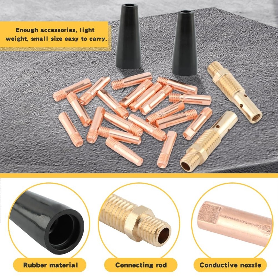 24 PCS Flux Core Gasless Nozzle Tips Kit, 0.03 0.8mm Flux Core Welder ...