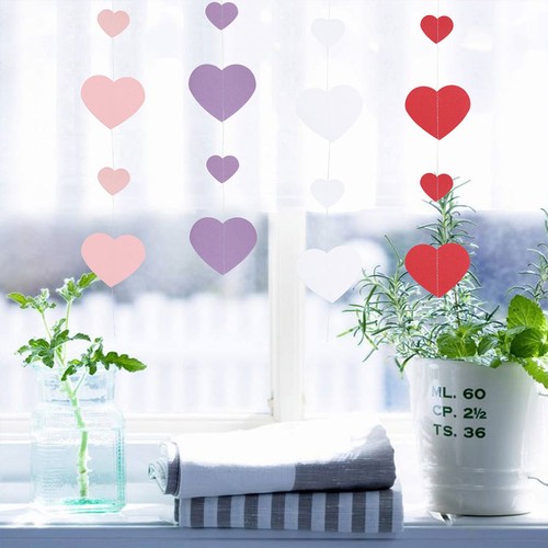 Set of 3 Hanging Party Decorations Heart Paper Strings Ornament Wall ...