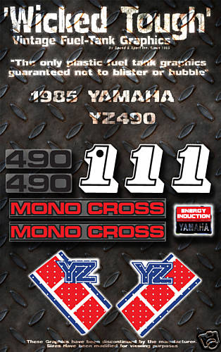 YAMAHA 1985 YZ490 WICKED TOUGH DECAL GRAPHIC KIT | eBay