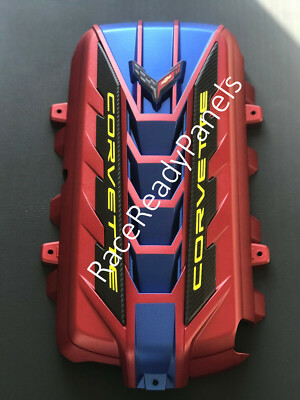 202023 CORVETTE C8 ENGINE COVER EDGE RED ELKHART BLUE CARBON FIBER ...