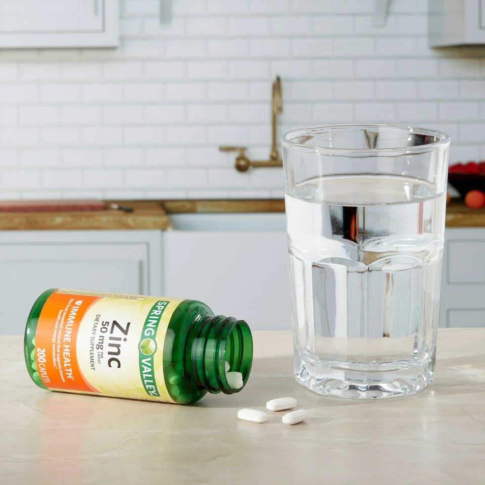 Spring Valley Zinc Dietary Supplement Caplets for Immune Health, 50 mg ...