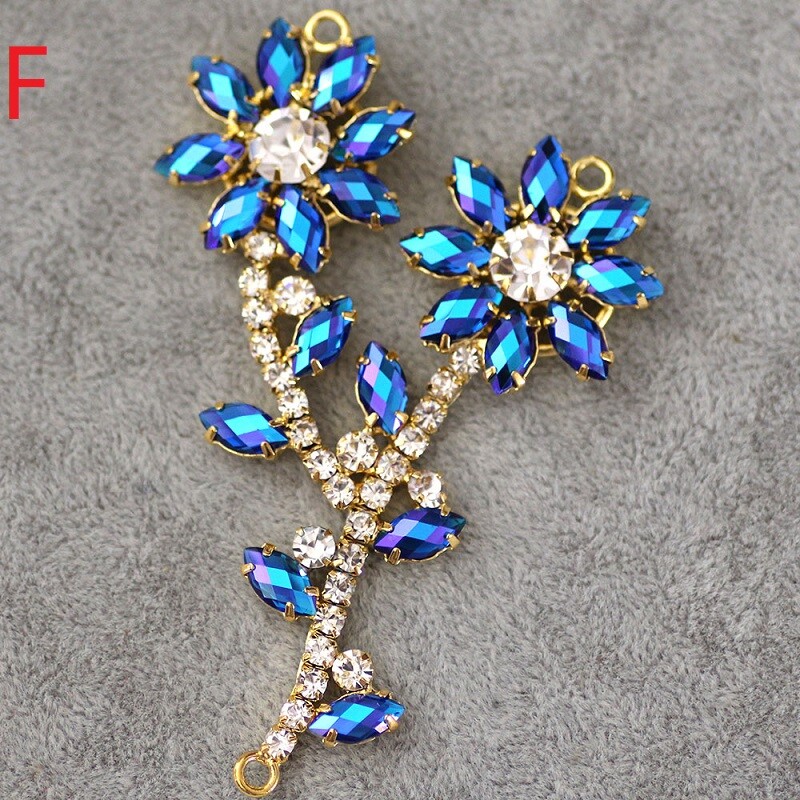 1X DIY Rhinestone Flower Crystal Beaded Short Chain Trim Applique ...