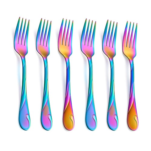 Rainbow Salad Fork Set 6.9inch Stainless Steel Rainbow Dessert Forks ...