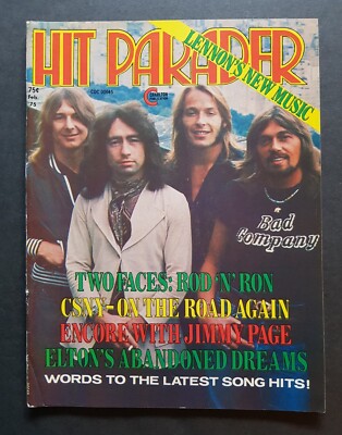 Hit Parader Magazine February 1975 Bad Company Elton John Jimmy Page | eBay