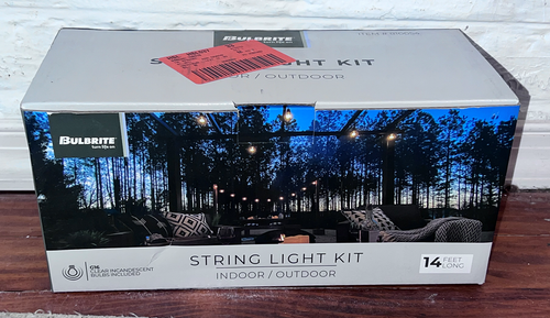 Outdoor/Indoor 14 ft. Plug-in G16 Black String Light w/Clear ...