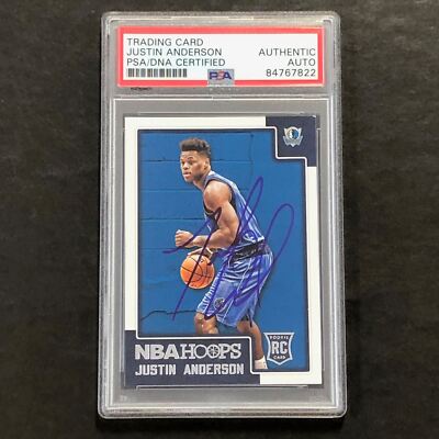 2015-16 NBA Hoops #290 Justin Anderson Signed Card AUTO PSA Slabbed RC ...