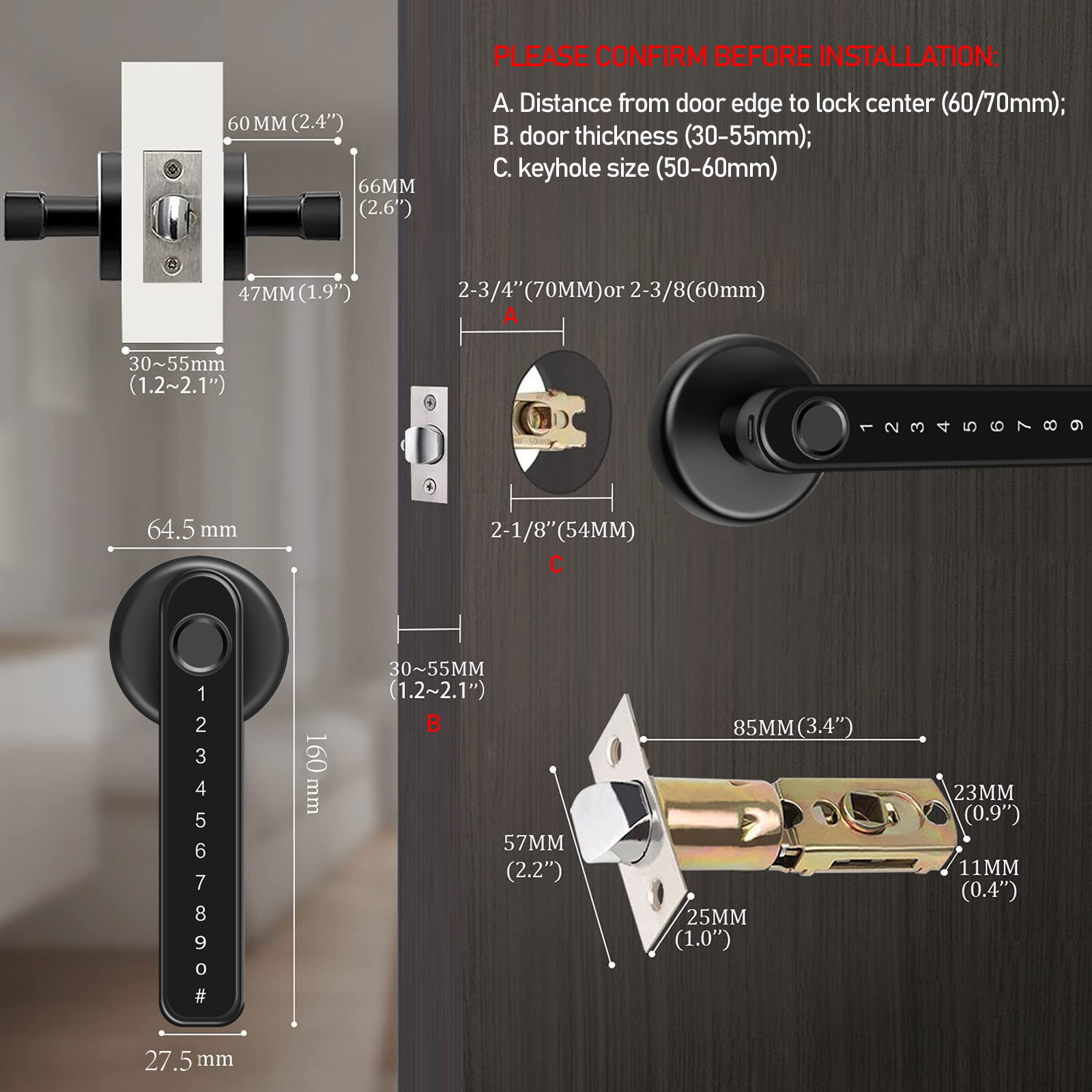 Fingerprint Door Lock, Handle Door Entry Lock Keyless Biometric ...