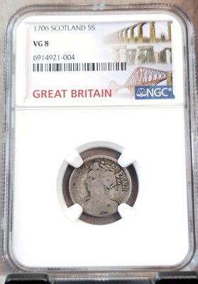 1706 SCOTLAND SILVER 5 SHILLINGS QUEEN ANNE NGC VG 8 EXTREMELY RARE | eBay