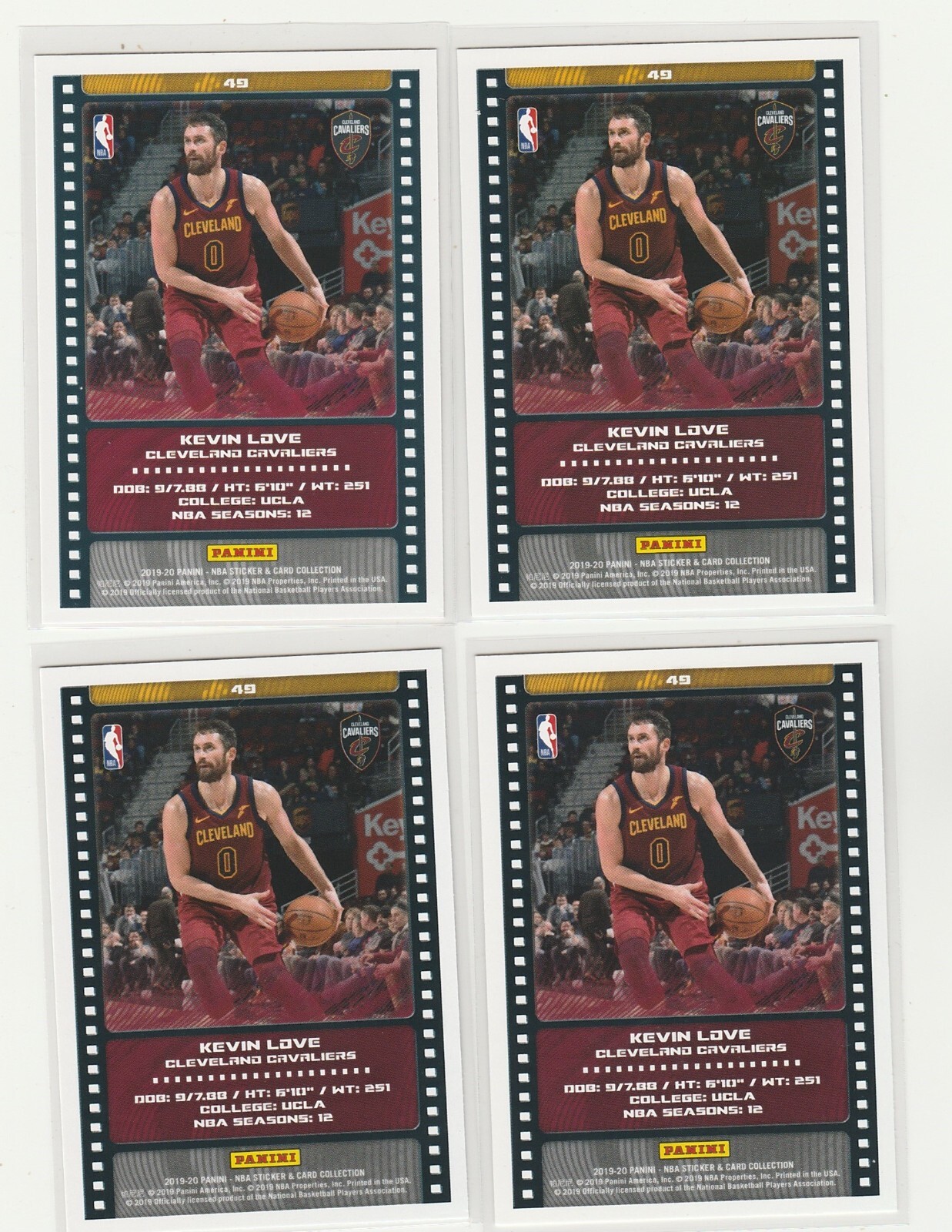 KEVIN LOVE 2019-20 STICKER CARD COLLECTION RAINBOW LOT (7) 2 SERIAL #'D ...