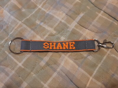 SHANE Embroidered Name Strap Key Ring, Keychain with Clasp (GRAY) | eBay
