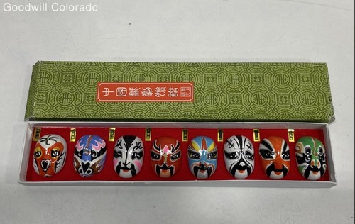 Vintage Set Of 8 Miniature Chinese Peking Opera Mask Figurines | eBay