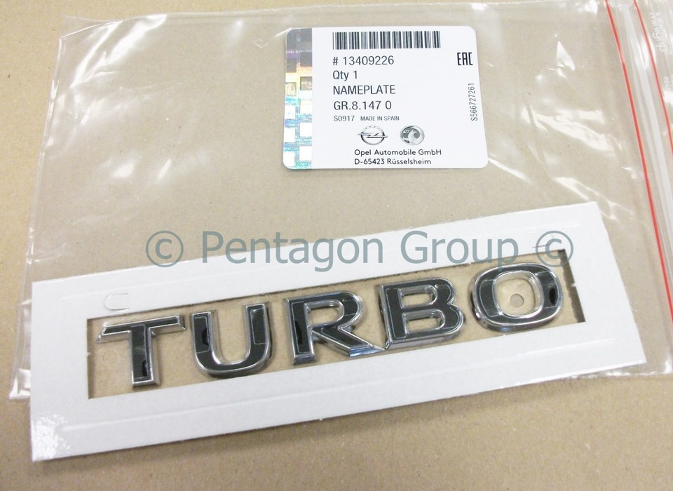 Genuine Vauxhall Mokka X 2017- Astra K Black Rear 'Turbo' Badge Emblem ...