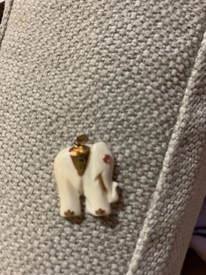 vtg bone elephant 14k gold ruby eyes good luck symbol unique pendant | eBay