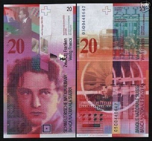 Switzerland 20 FRANCS P-69 2005 TRUMPET Piano UNC Swiss SFR World ...