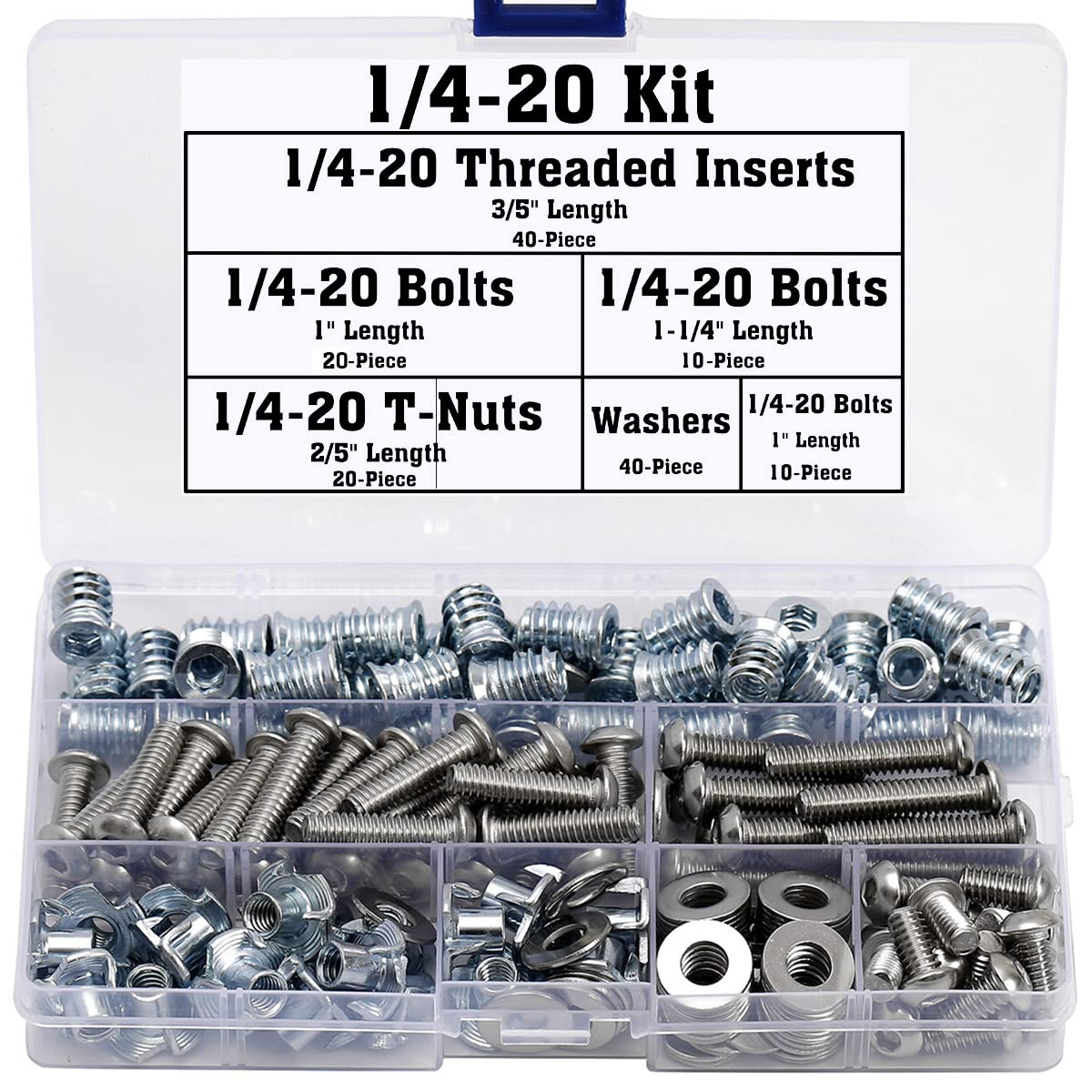 1/4-20 Threaded Inserts for Wood T Nuts 1/4-20 Bolts Fully Threaded ...