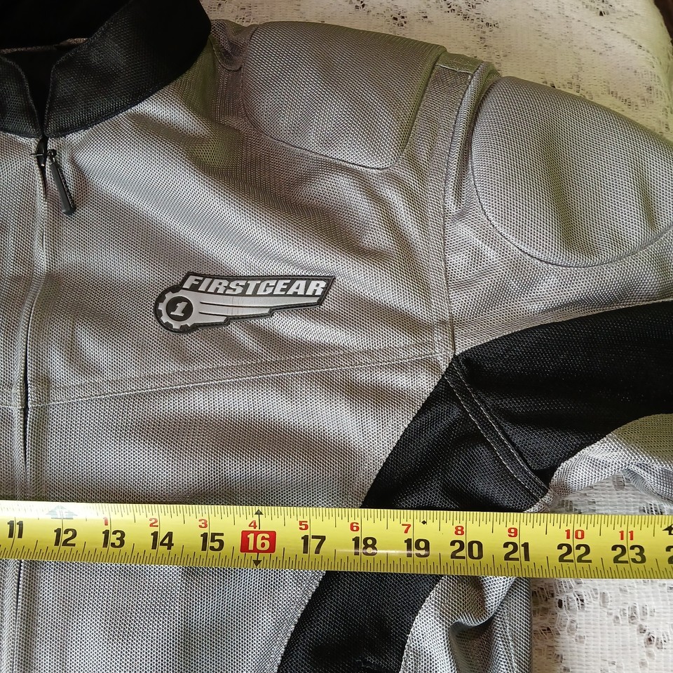 Firstgear Motorcycle Riding Jacket Mens M Gray Black Padded Hypertex ...