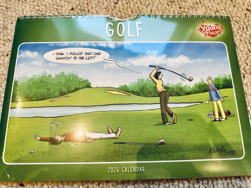 Humorous Golf Cartoon Desk Calendar 2026-2027 Flip Planner Notes New ...