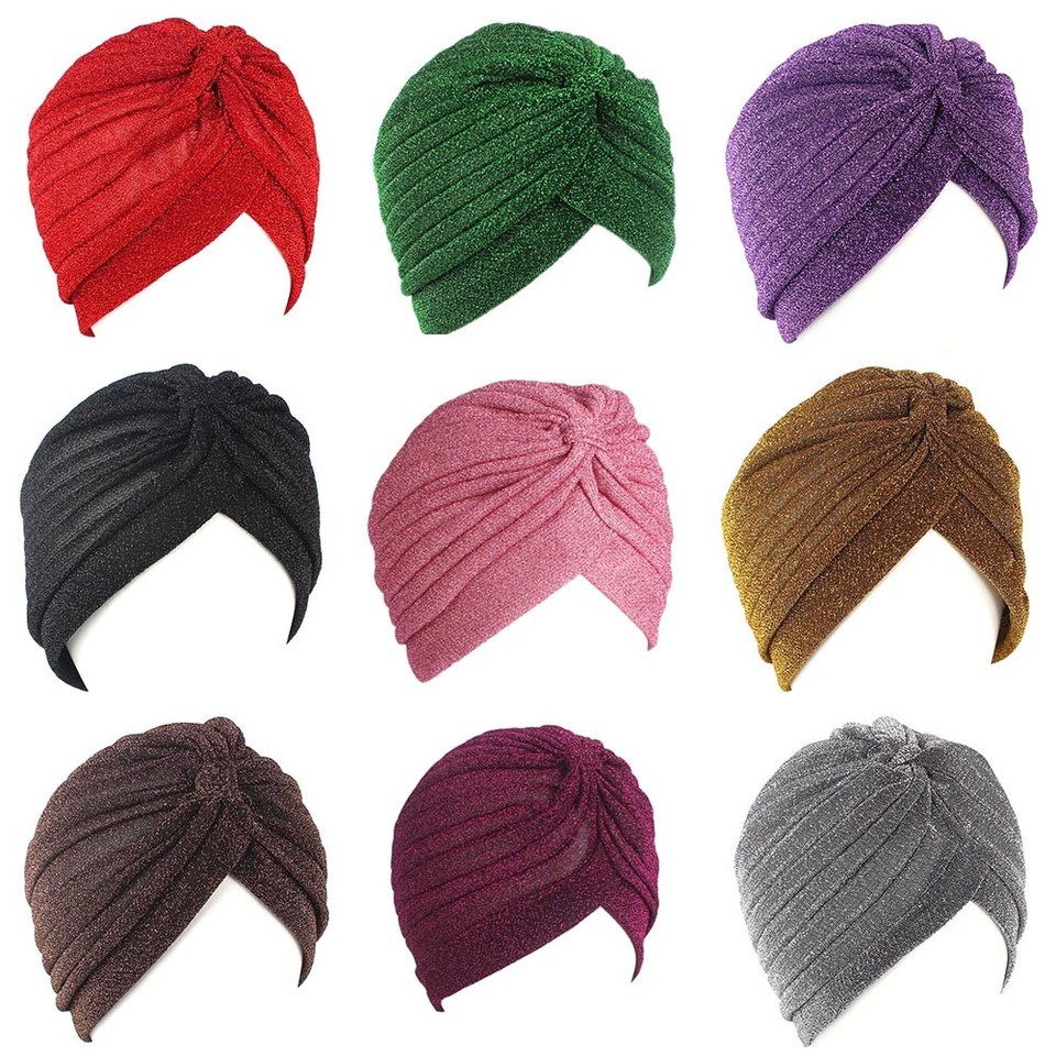 Women Turban Stretchy Hat Indian Cap Muslim Hijab Head Cover Headwrap ...