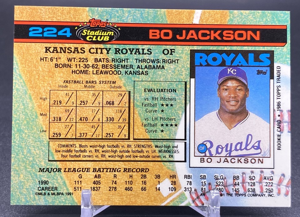 1991 Topps Stadium Club Bo Jackson card #224- clean!!! | eBay