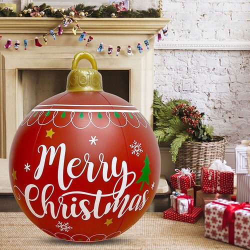 60CM Inflated Toy Ball PVC Christmas Light Up Ball Gifts for Kids (Xmas ...