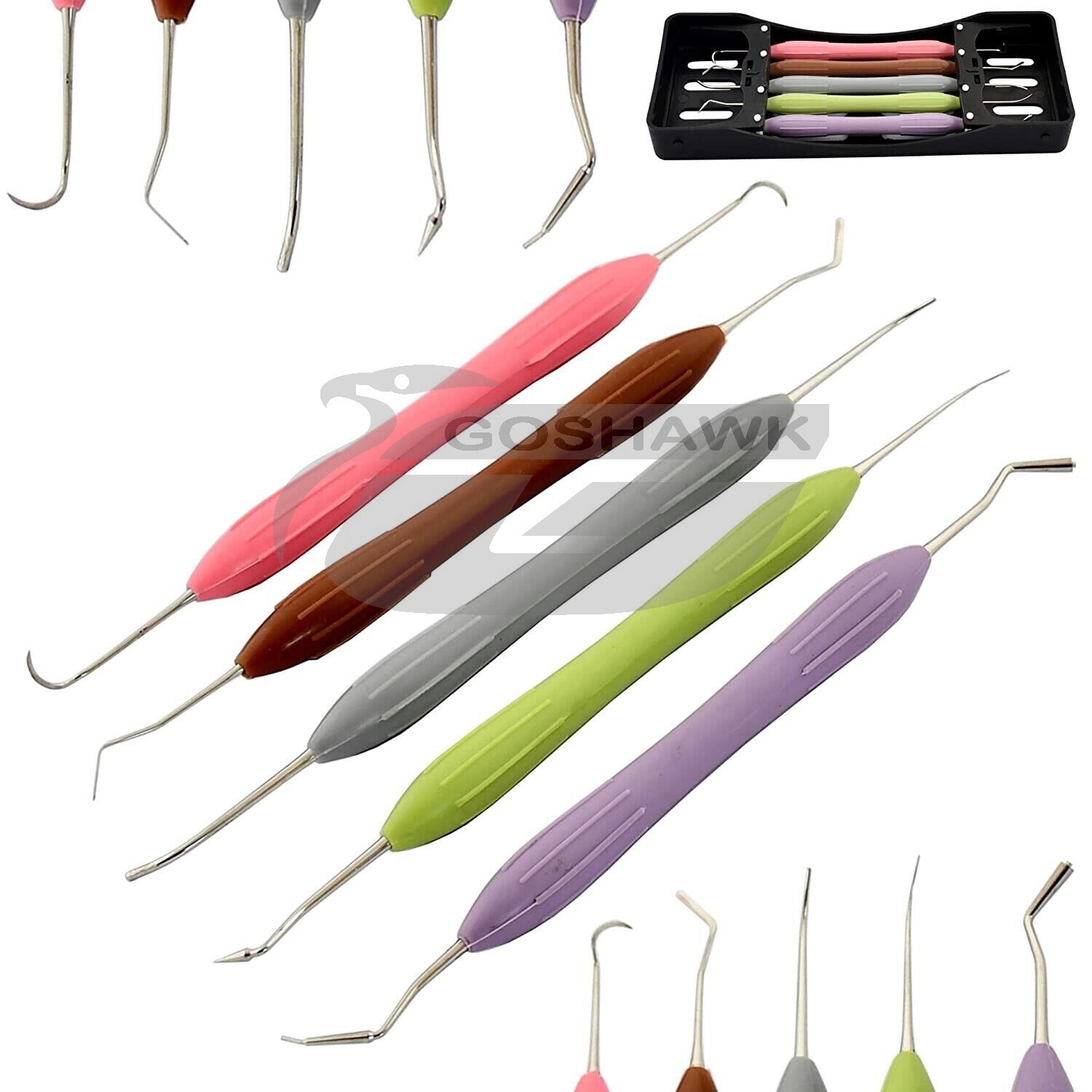 Silicon Handle Composite Dental Filling Instrument Probe Scaler Set 5 ...