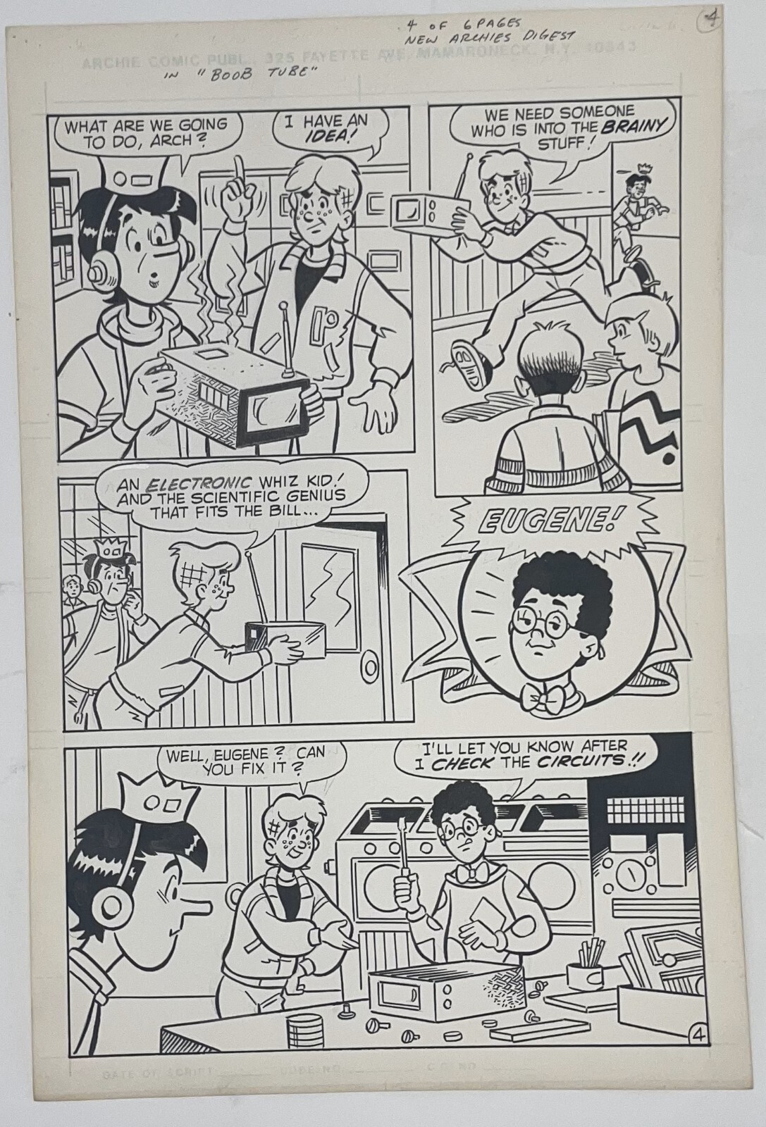 Archie Original Comic Art - "Boob Tube" New Archies Digest #1 (1988 ...
