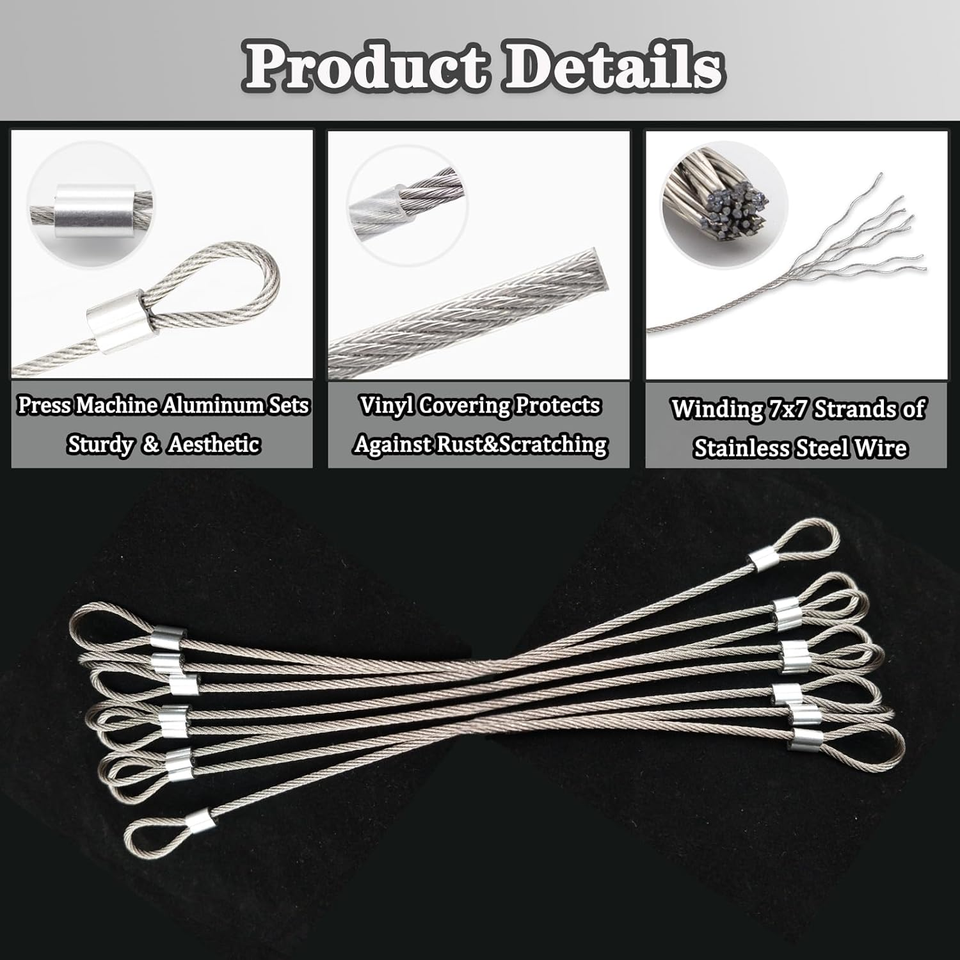 Stainless Steel Cable with Loops, Vinyl Coated Wire Rope Lanyard Lock ...