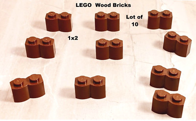 LEGO Wood Log Brick Wall LOT OF 10 Logs BROWN 1x2 Build Fort CABIN ...