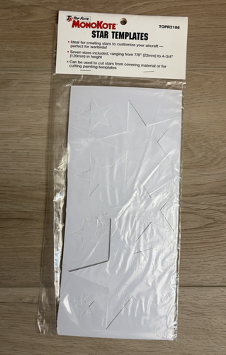 Top Flite TOPR2186 MonoKote Star Templates New Sealed 7 sizes for model ...